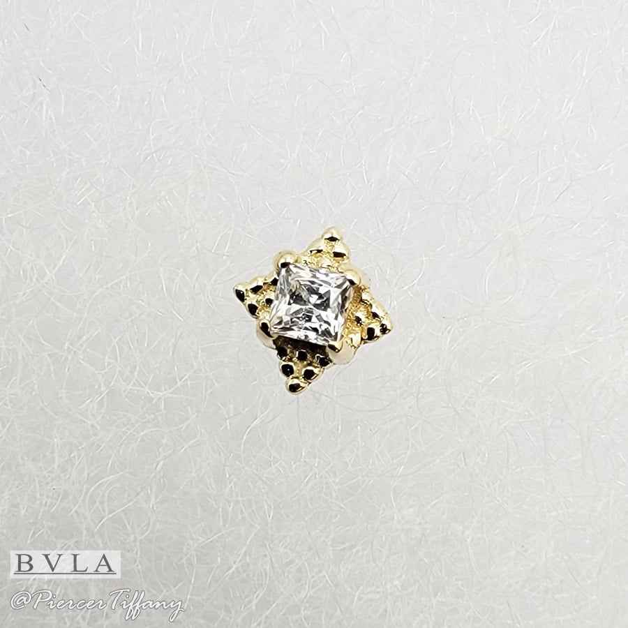 14K Princess Mini Kandy Threadless End BVLA | Piercings by Tiffany